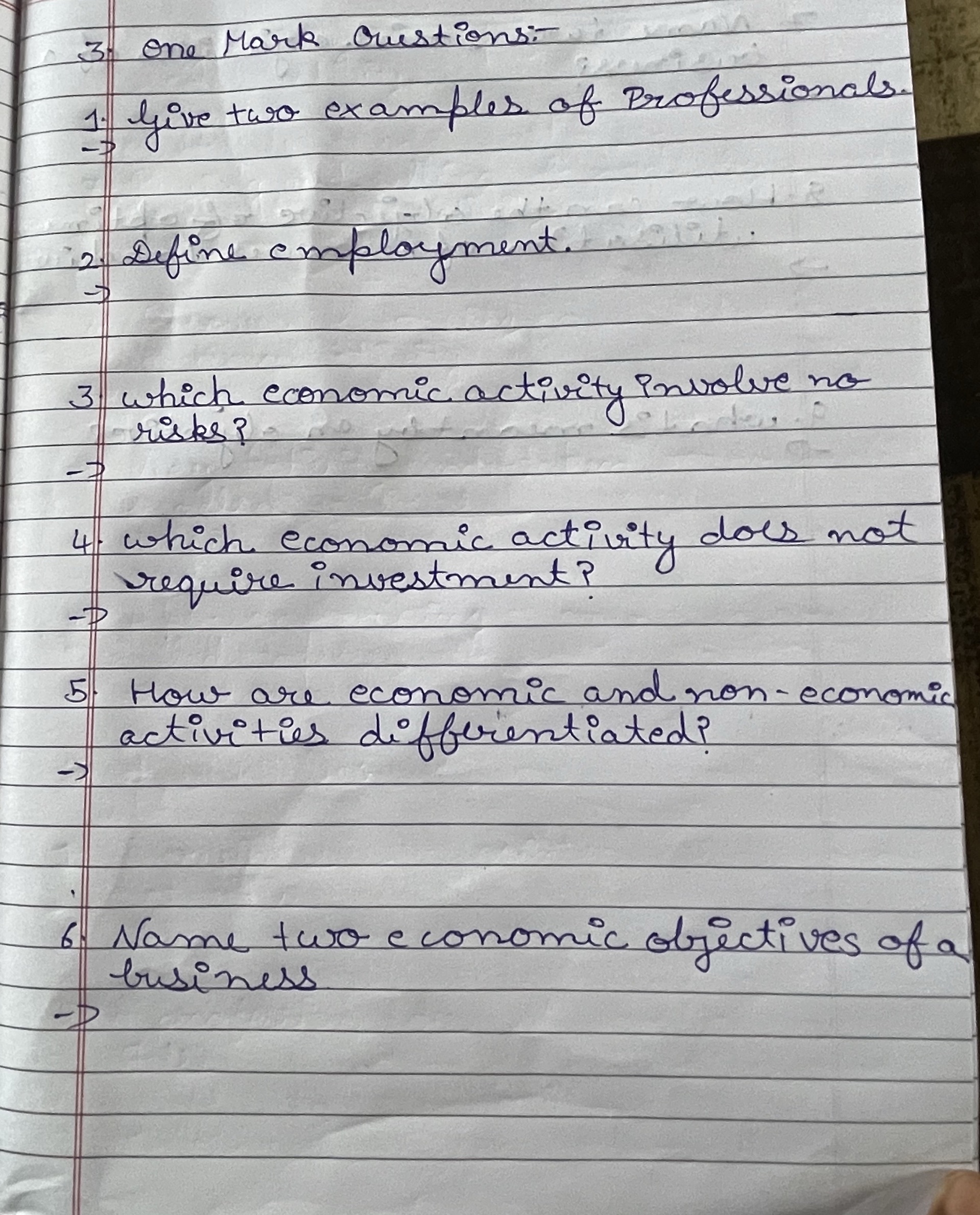 3. One Mark Questions: 1. Give two examples | StudyX