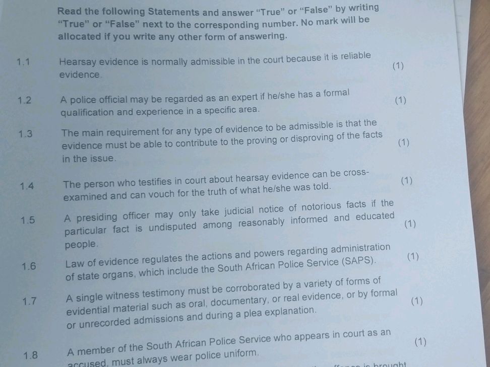 Read the following Statements and answer | StudyX