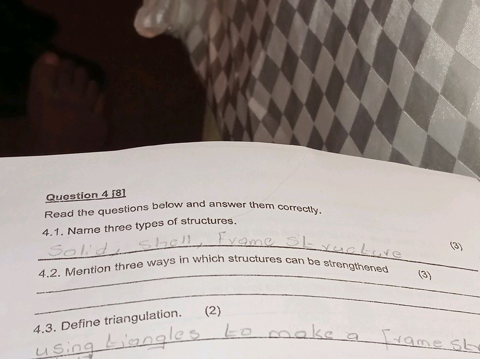 4.1. Name three types of structures. Solid,