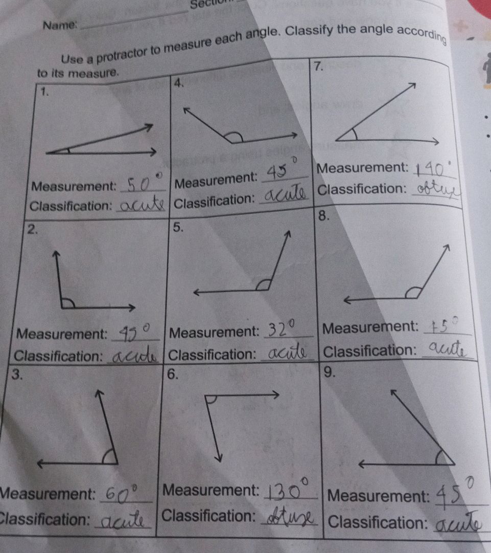 Use a protractor to measure each angle. | StudyX