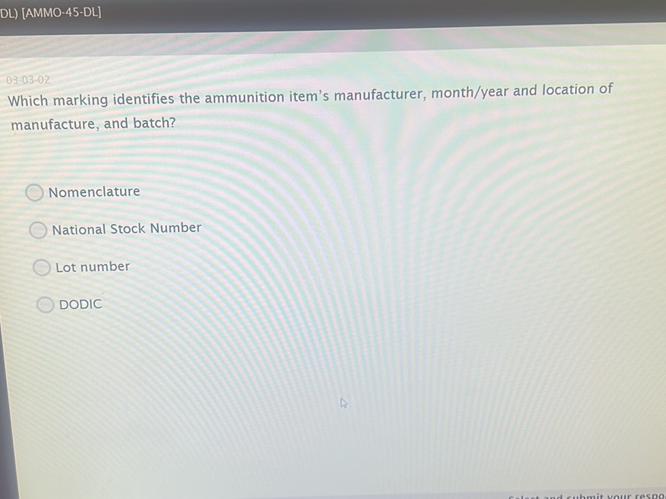 Which marking identifies the ammunition | StudyX