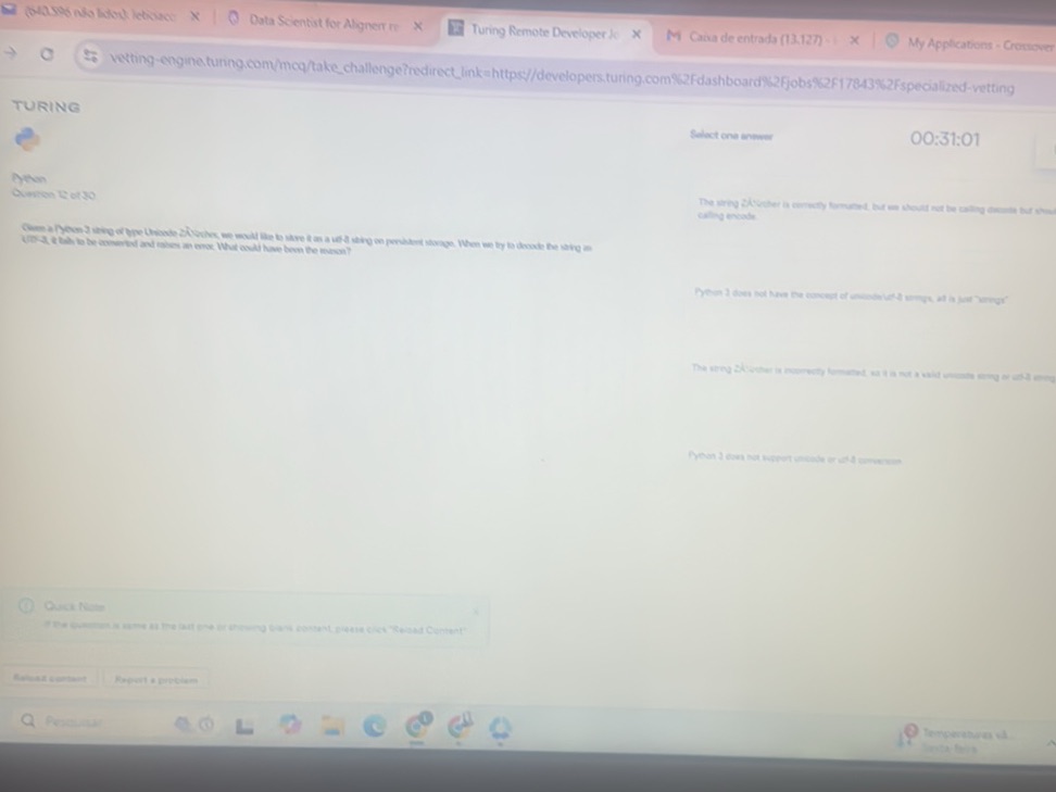 Given a Python 3 string of type Unicode | StudyX