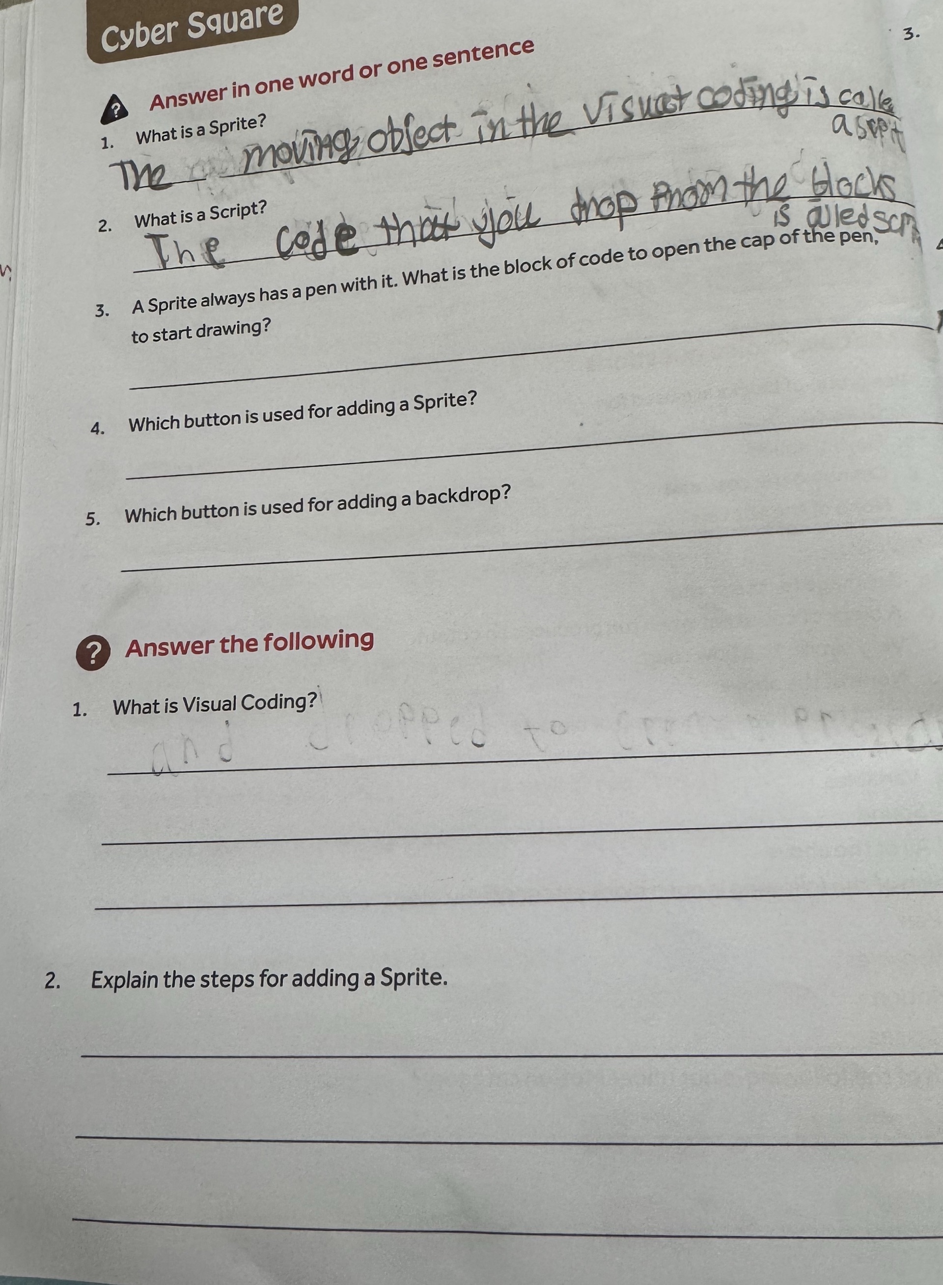 1. What is a Sprite? The moving object in | StudyX