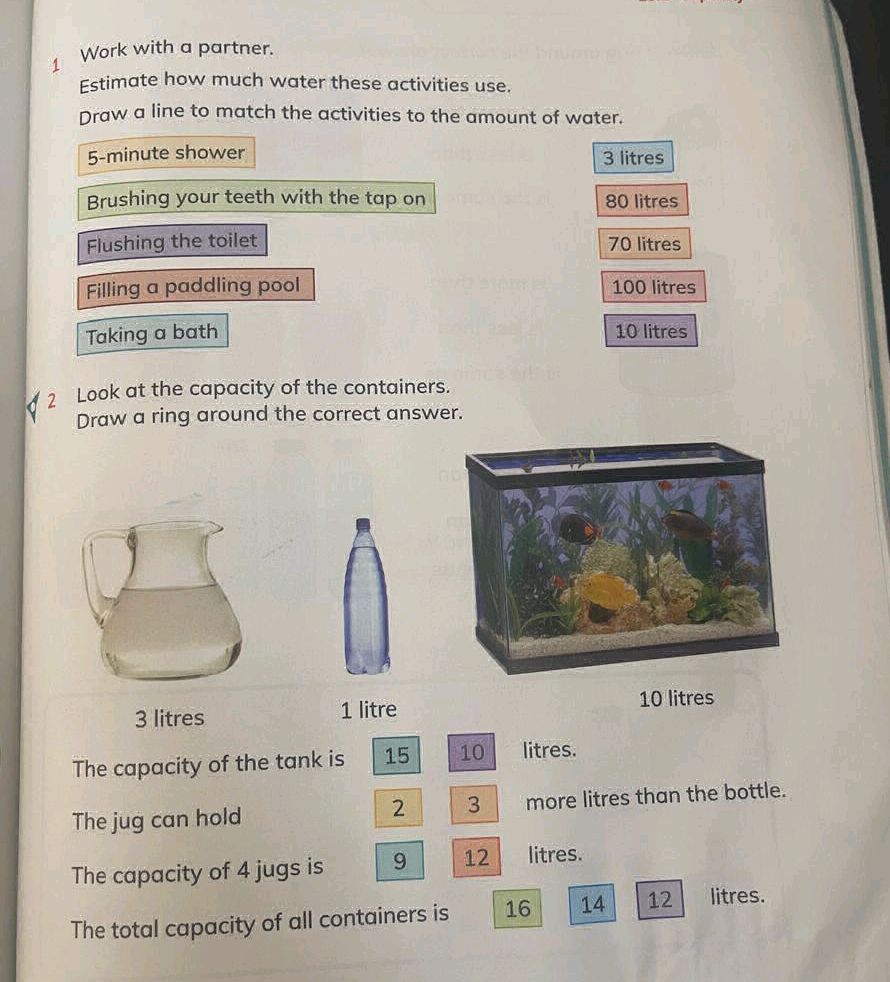 1. Estimate how much water these activities | StudyX