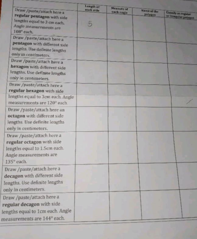 | Draw/paste/attach here a | Length of each | StudyX