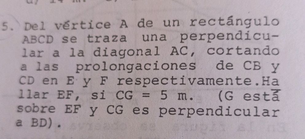 5. Del vértice A de un rectángulo ABCD se | StudyX