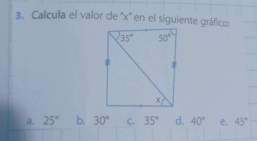 3. Calcula el valor de "x" en el siguiente | StudyX