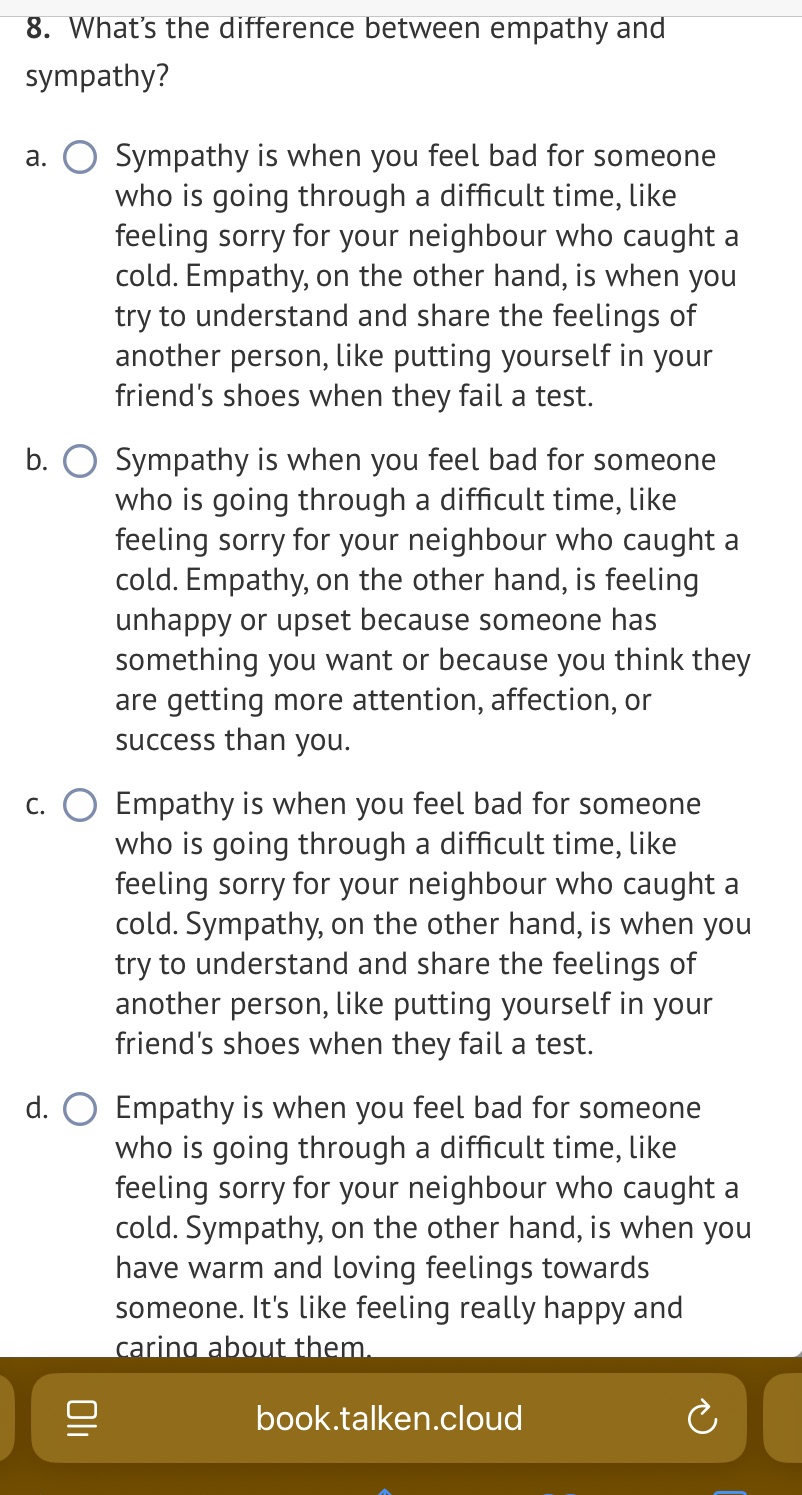 8. What's the difference between empathy and | StudyX