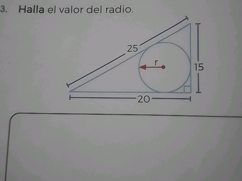 3. Halla el valor del radio. In the image, | StudyX