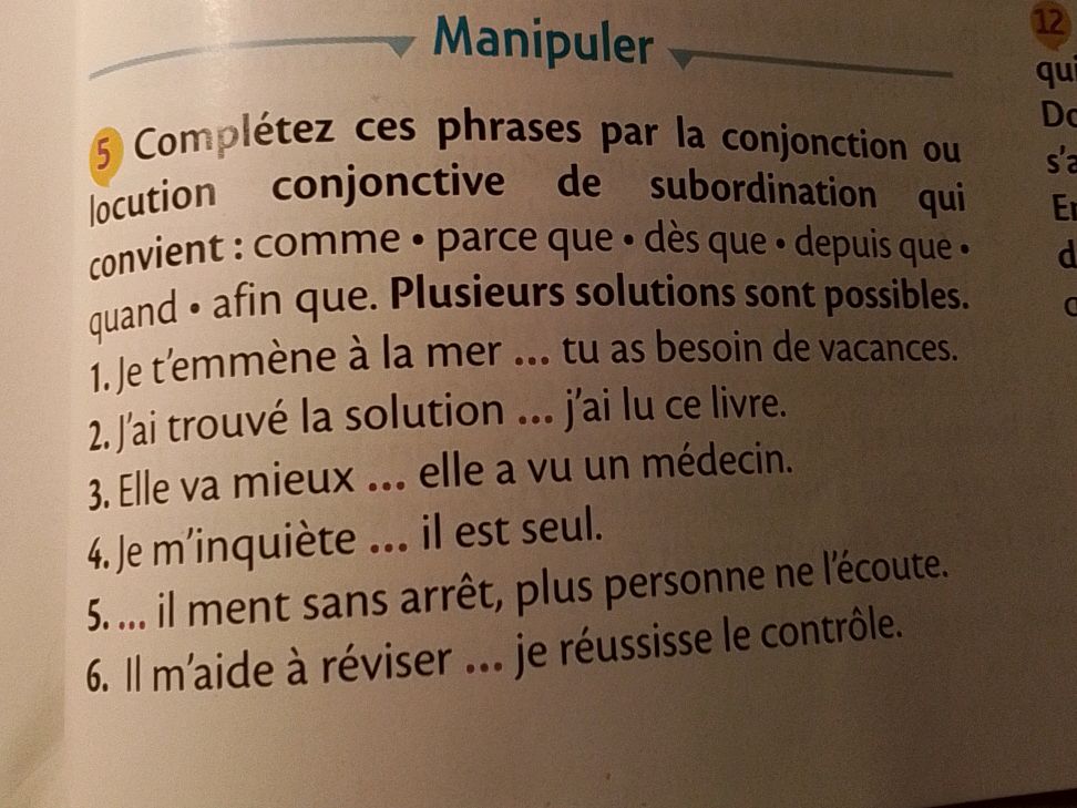 Complétez ces phrases par la conjonction ou | StudyX