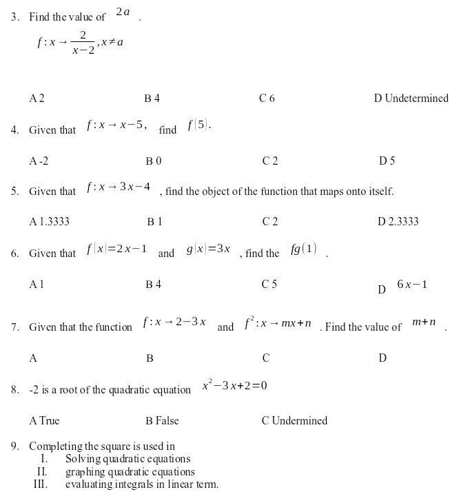 3. Find the value of $2a$, given $f: x | StudyX