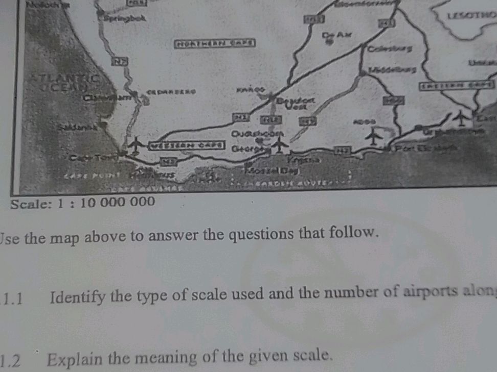 Scale: 1 : 10 000 000 Use the map above to | StudyX