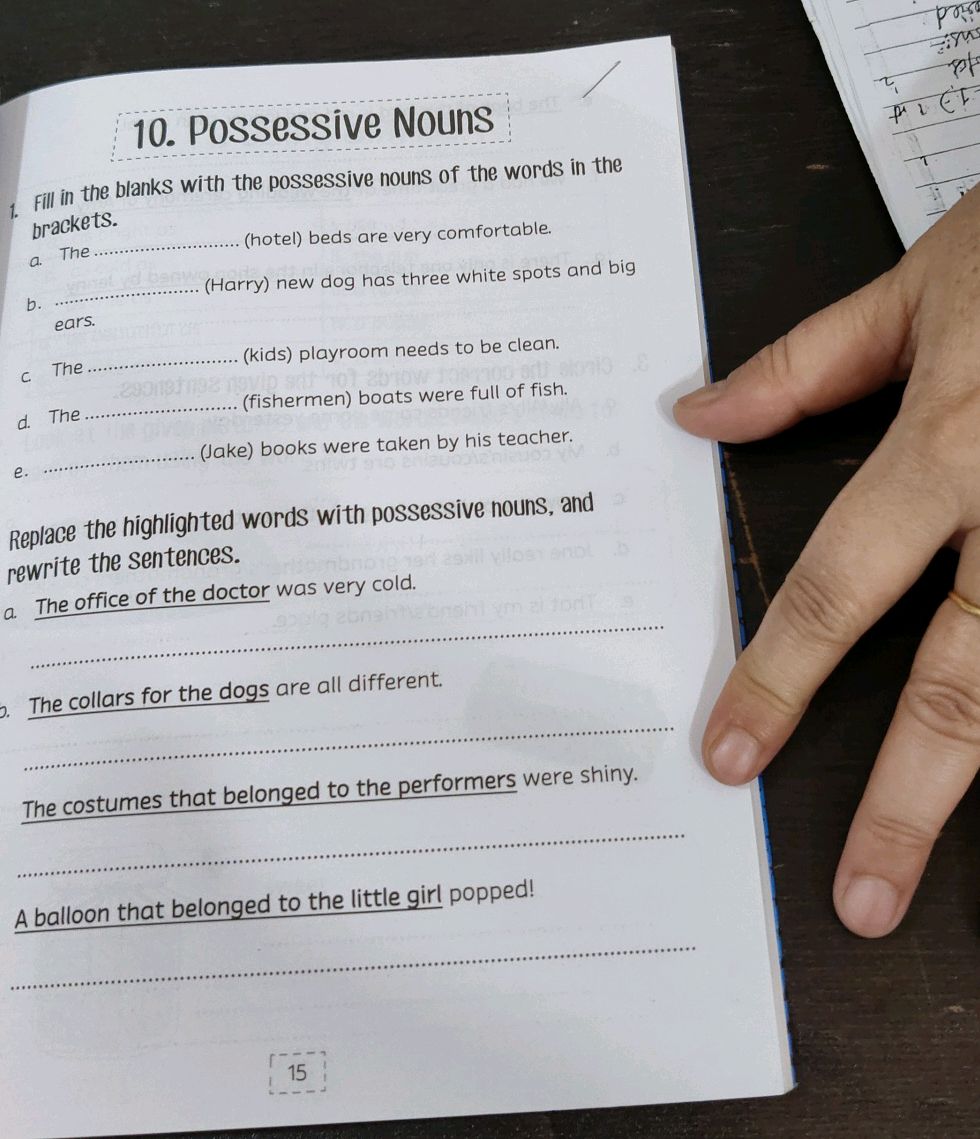10. Possessive Nouns 1. Fill in the blanks | StudyX