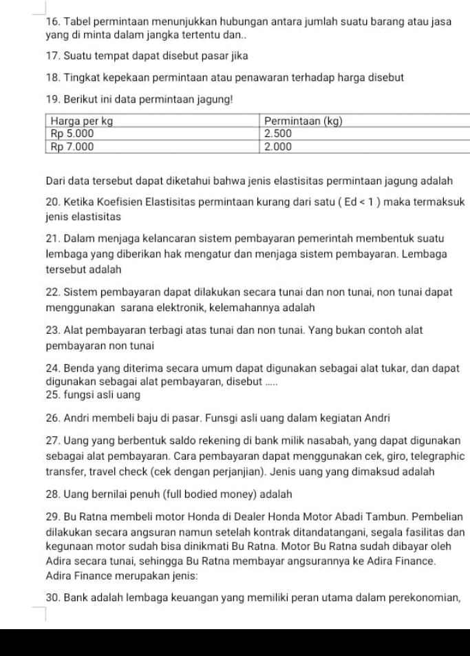 16. Tabel permintaan menunjukkan hubungan | StudyX