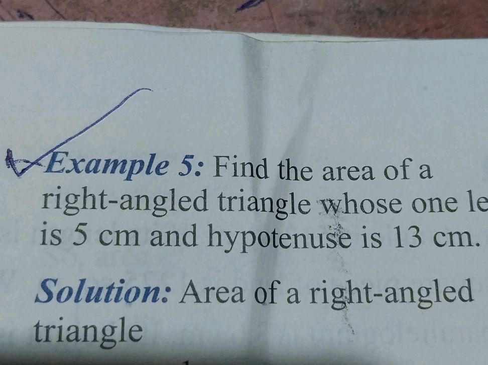 Example 5: Find the area of a right-angled | StudyX
