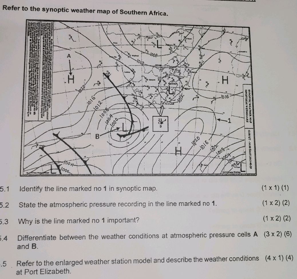 Refer to the synoptic weather map of | StudyX