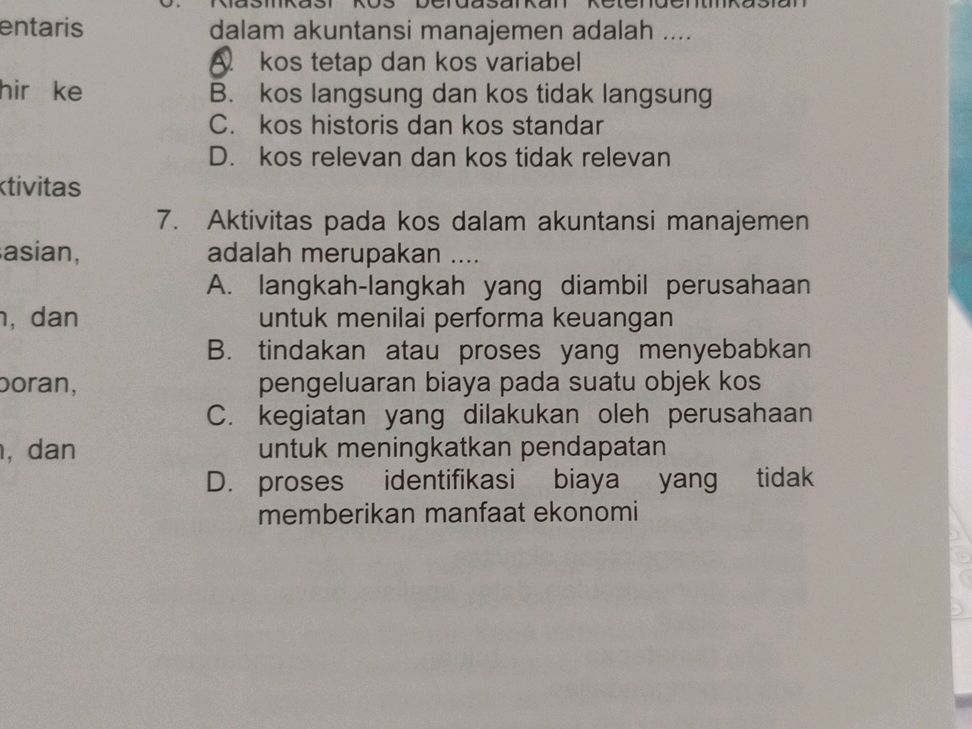 6. Klasifikasi kos dalam akuntansi manajemen | StudyX