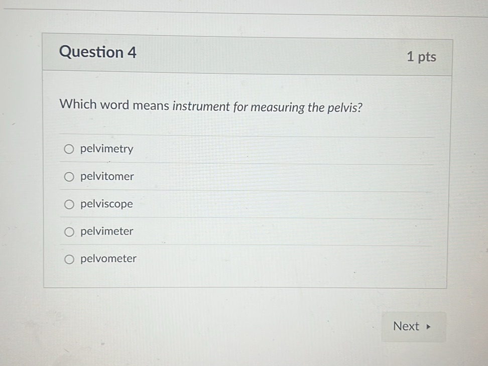 Which word means instrument for measuring | StudyX