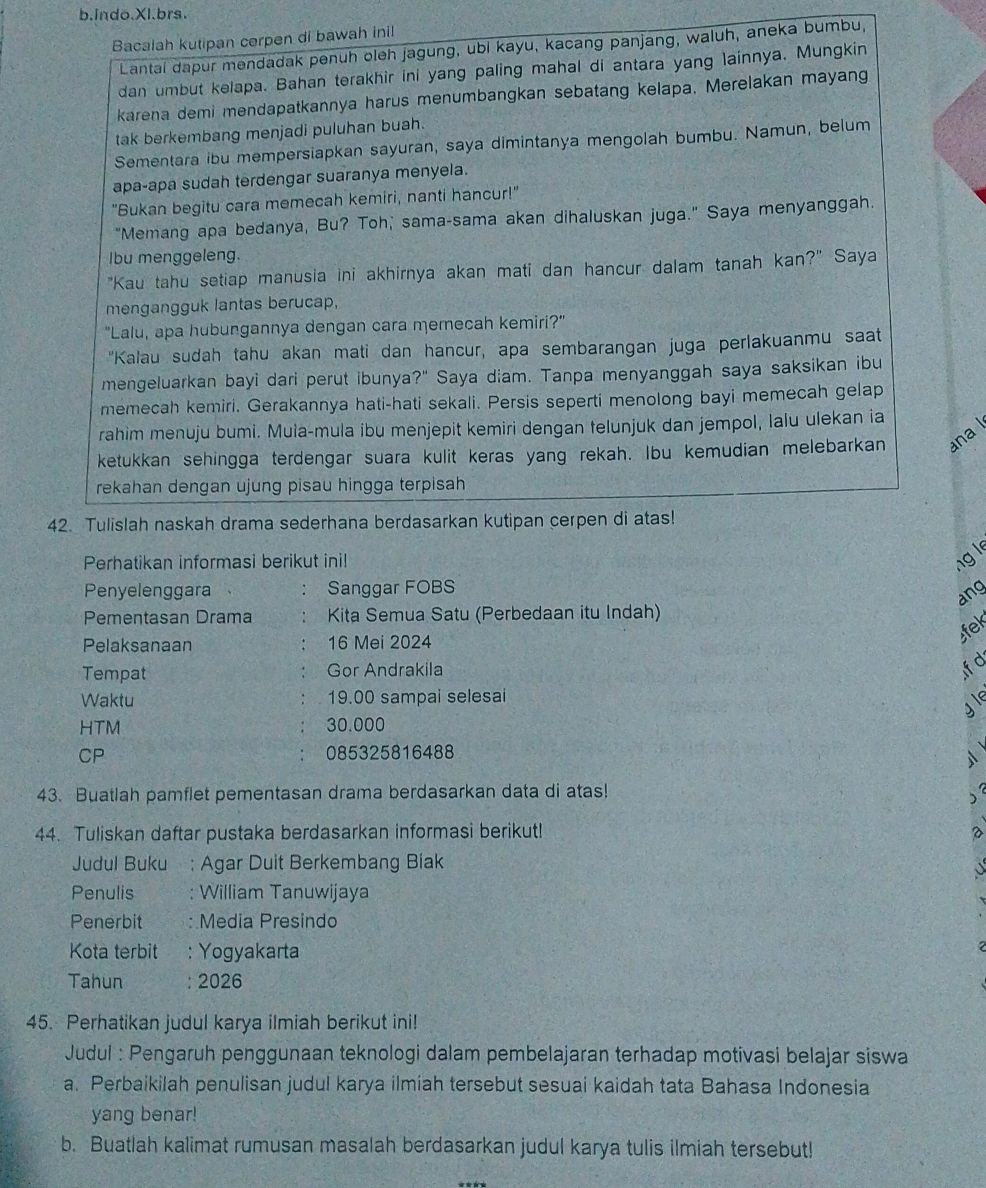 42. Tulislah naskah drama sederhana | StudyX