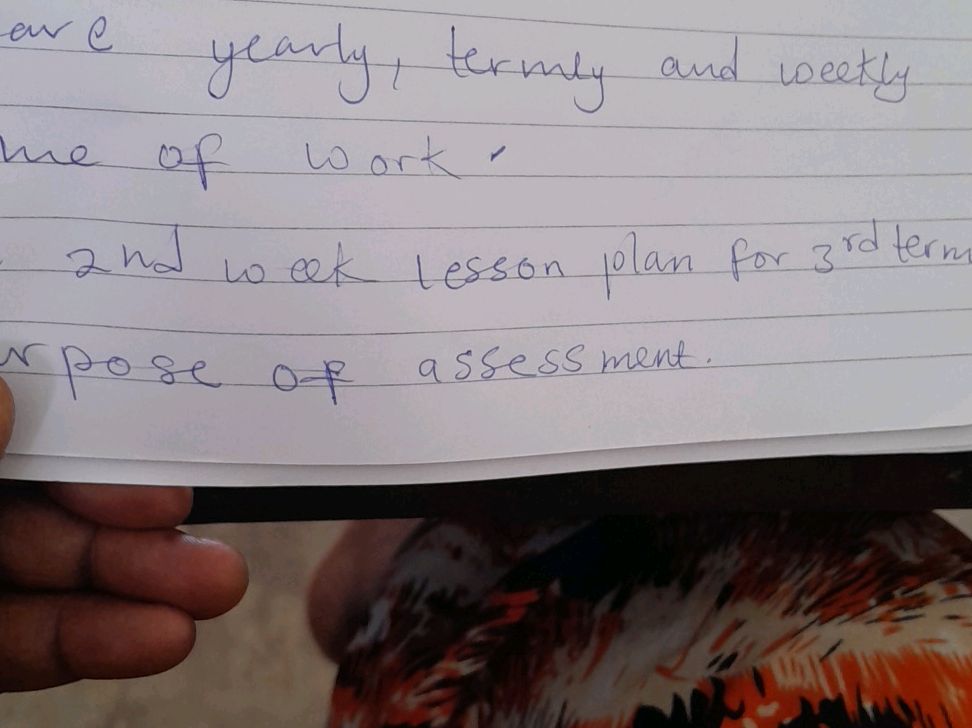 yearly, termly and weekly me of work. 2nd | StudyX