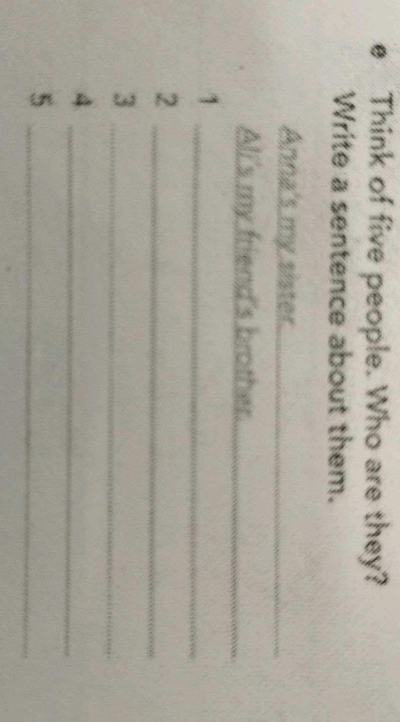 Think of five people. Who are they? Write a | StudyX