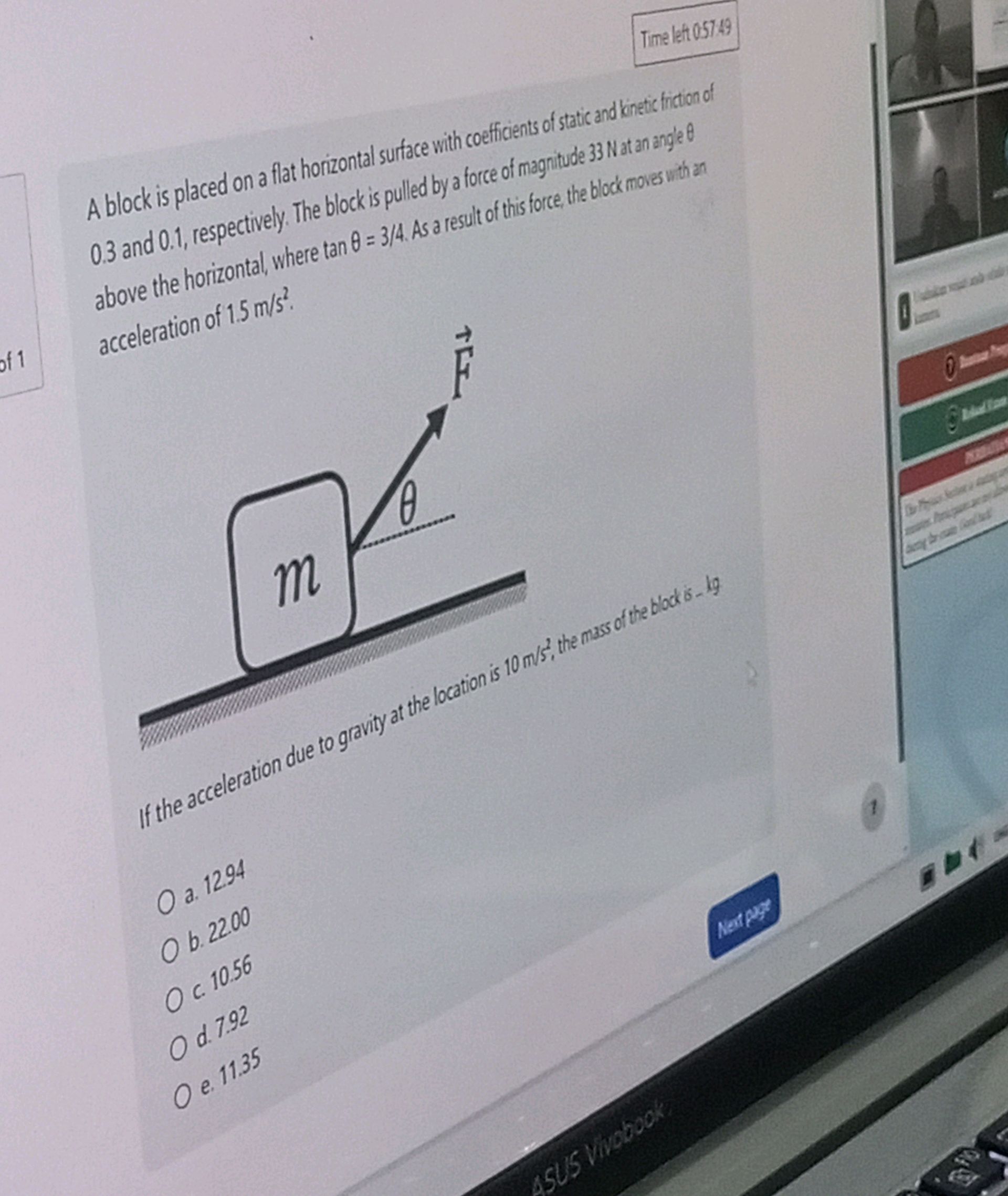 A block is placed on a flat horizontal | StudyX