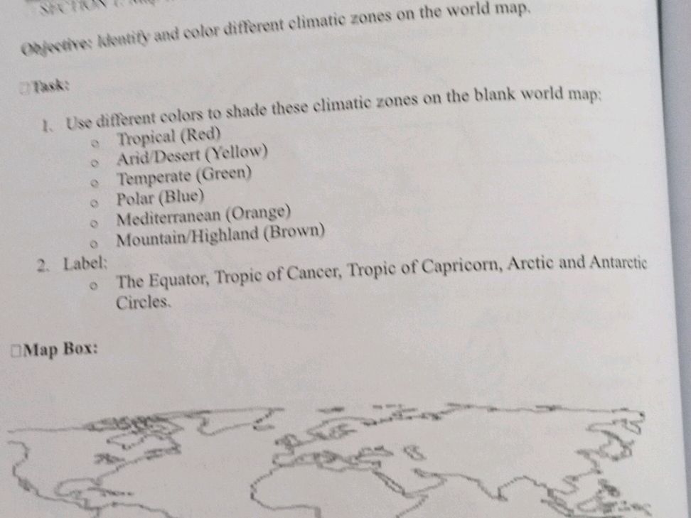 Use different colors to shade these climatic