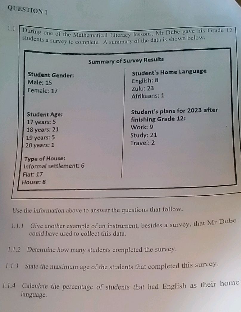 1. During one of the Mathematical Literacy | StudyX