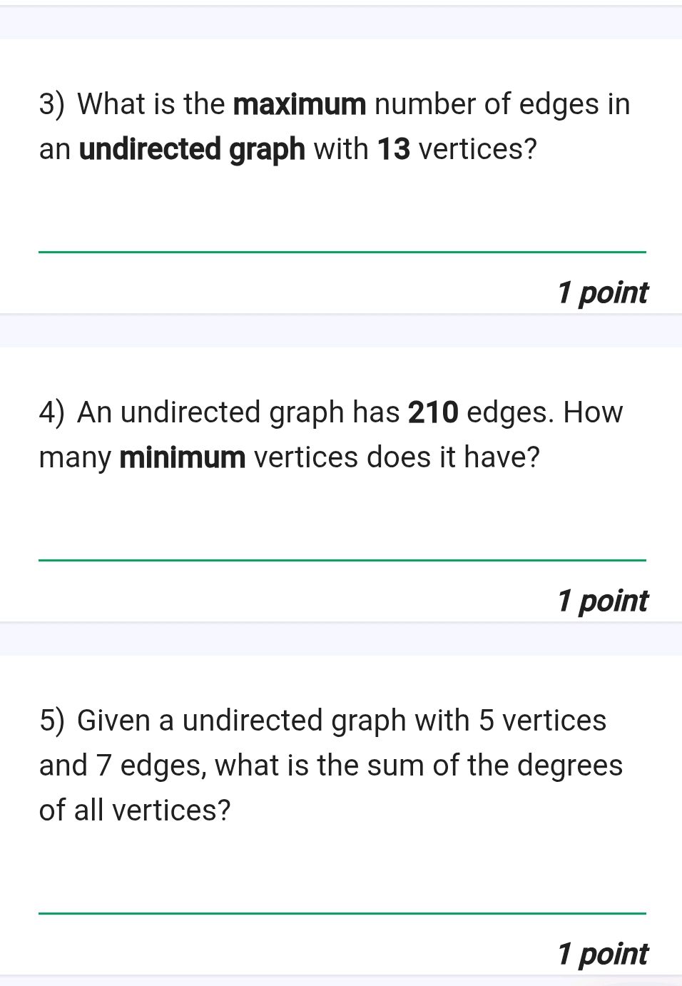 3) What is the maximum number of edges in an