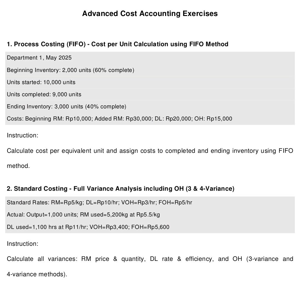 1. Process Costing (FIFO) - Cost per Unit | StudyX