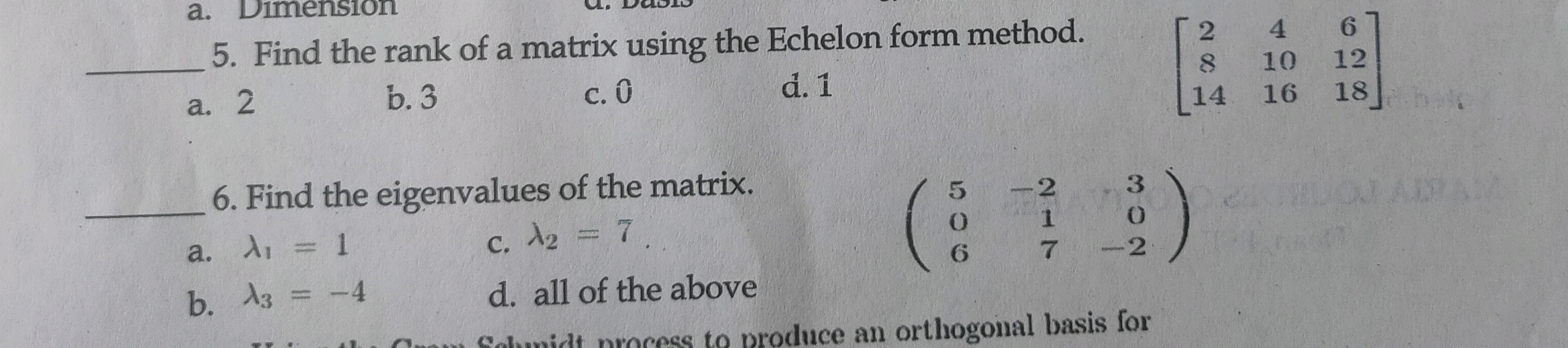5. Find the rank of a matrix using the | StudyX