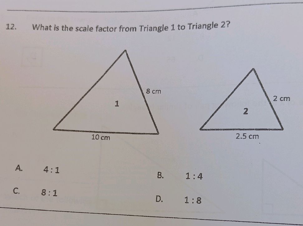 12. What is the scale factor from Triangle 1 | StudyX