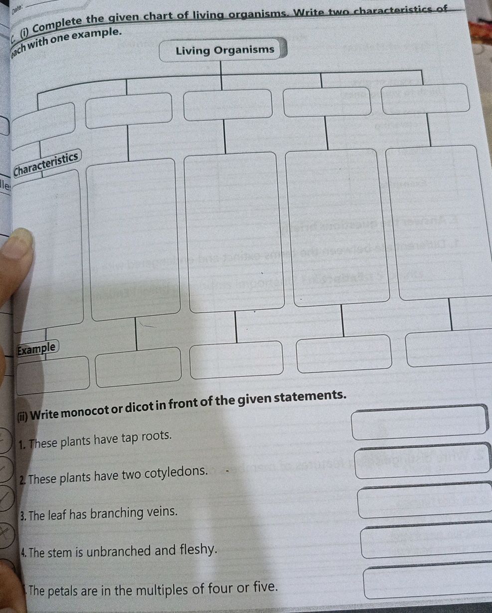 (i) Complete the given chart of living | StudyX