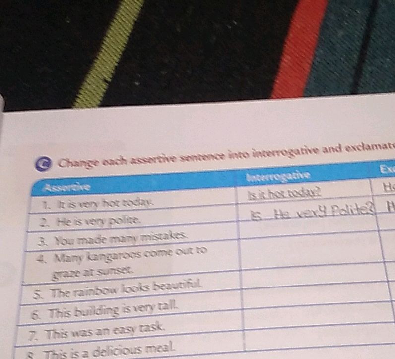 Change each assertive sentence into | StudyX