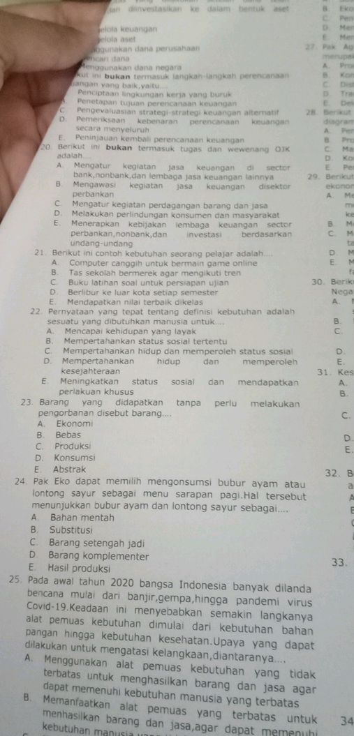 20. Berikut ini bukan termasuk tugas dan | StudyX