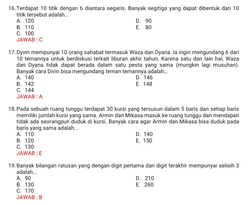 16. Terdapat 10 titik dengan 6 diantara | StudyX
