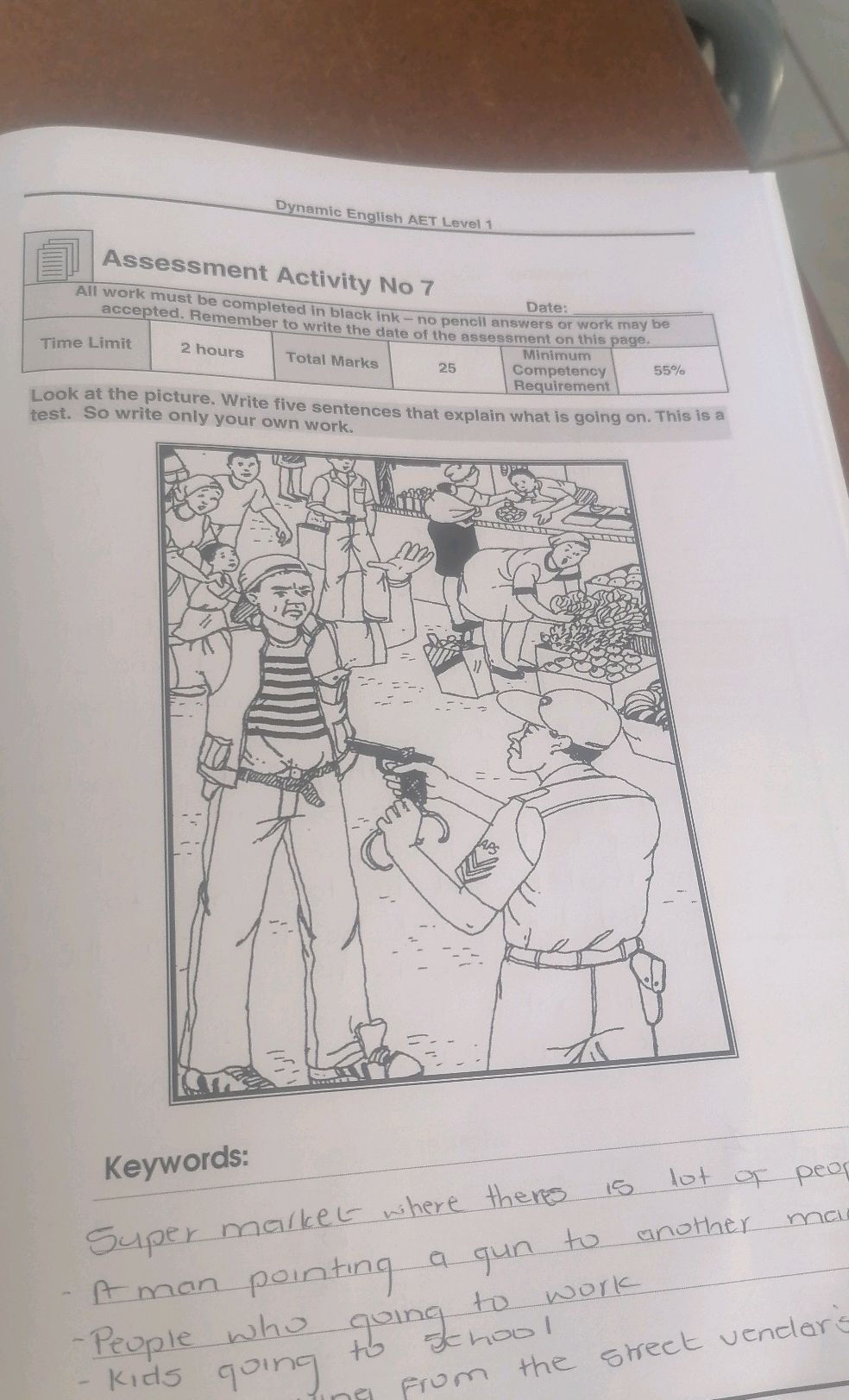 Look at the picture. Write five sentences | StudyX