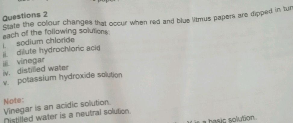 Questions 2 State the colour changes that | StudyX