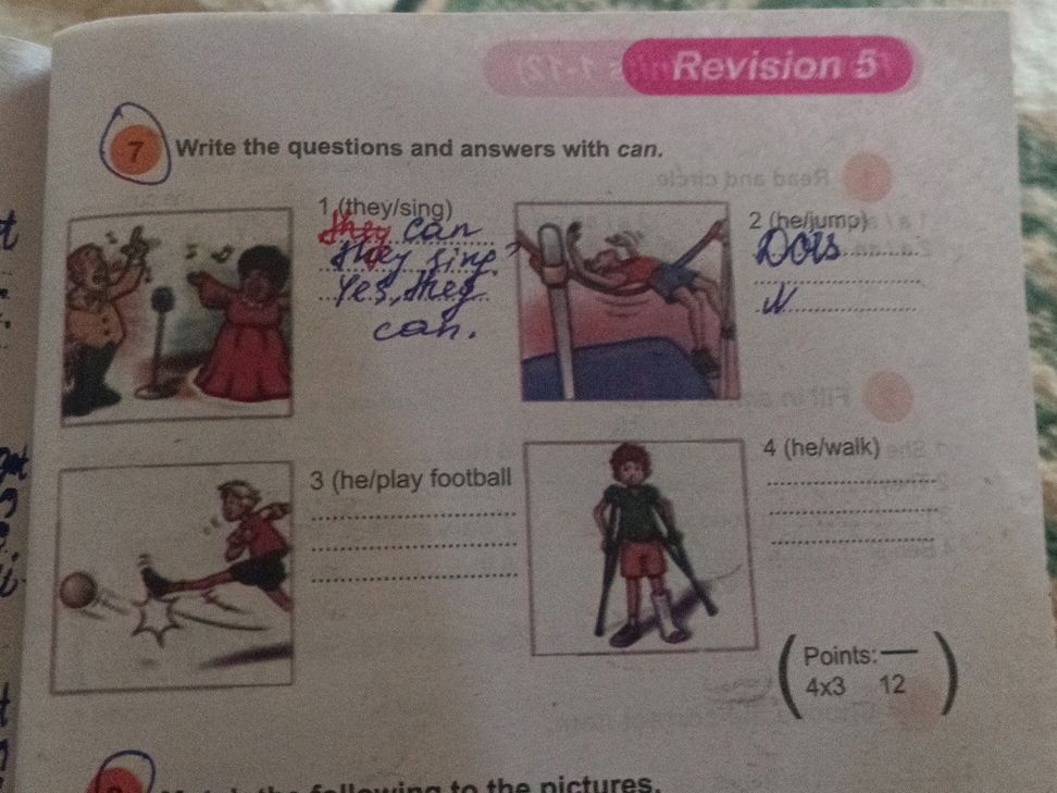 7 Write the questions and answers with can. | StudyX