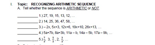A. Tell whether the sequence is ARITHMETIC
