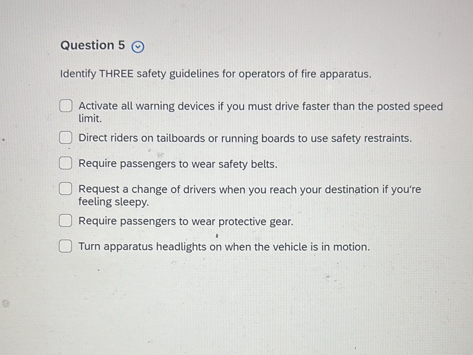 Identify THREE safety guidelines for