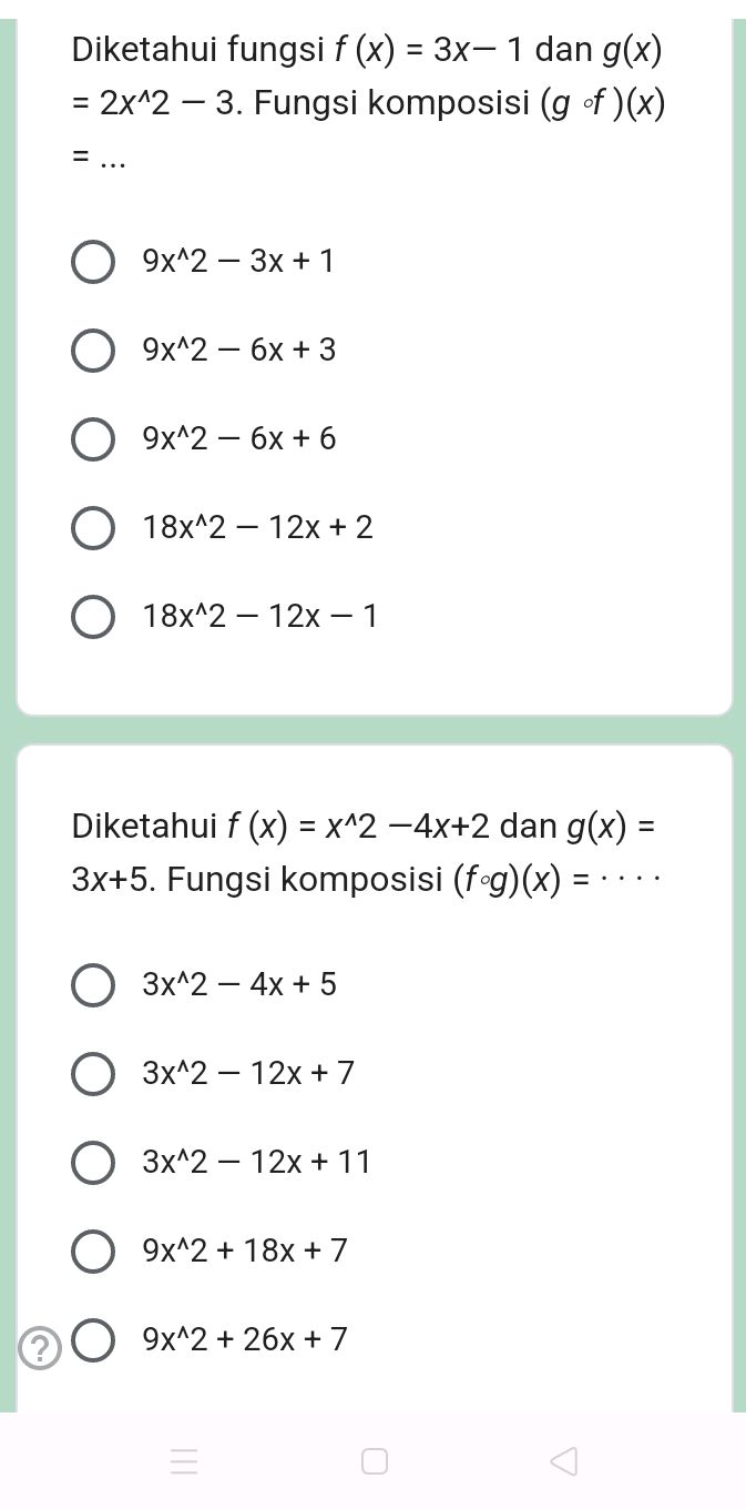 Diketahui fungsi $f(x) = 3x - 1$ dan $g(x) = | StudyX