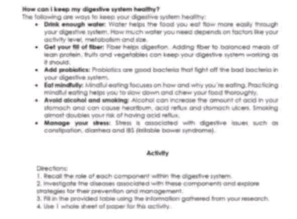How can i keep my digestive system healthy? | StudyX