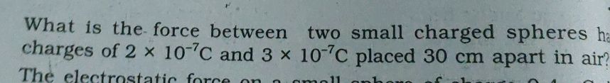 What is the force between two small charged | StudyX