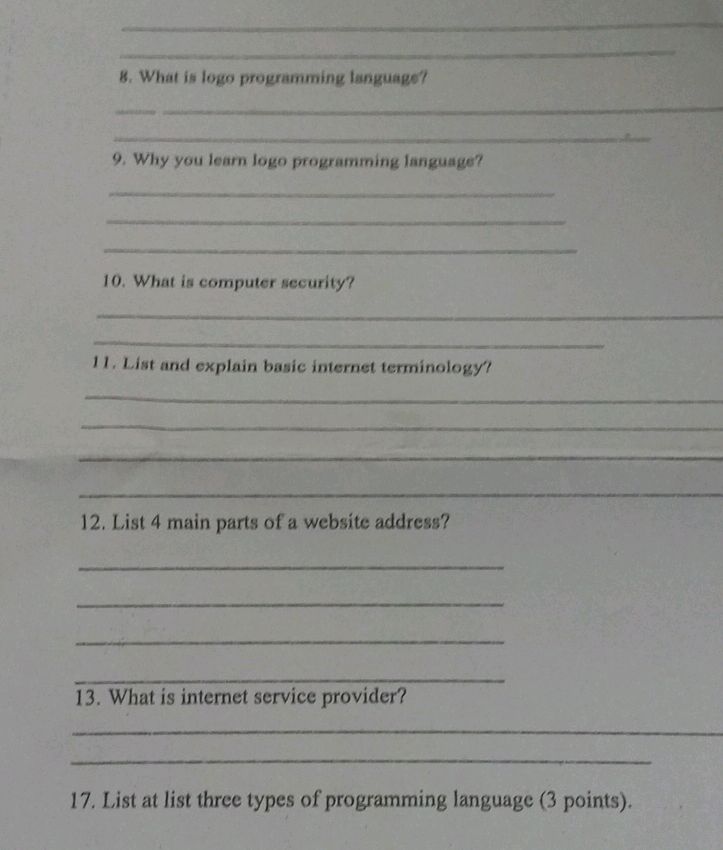 8. What is logo programming language? 9. | StudyX