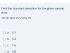 Find the standard deviation for the given