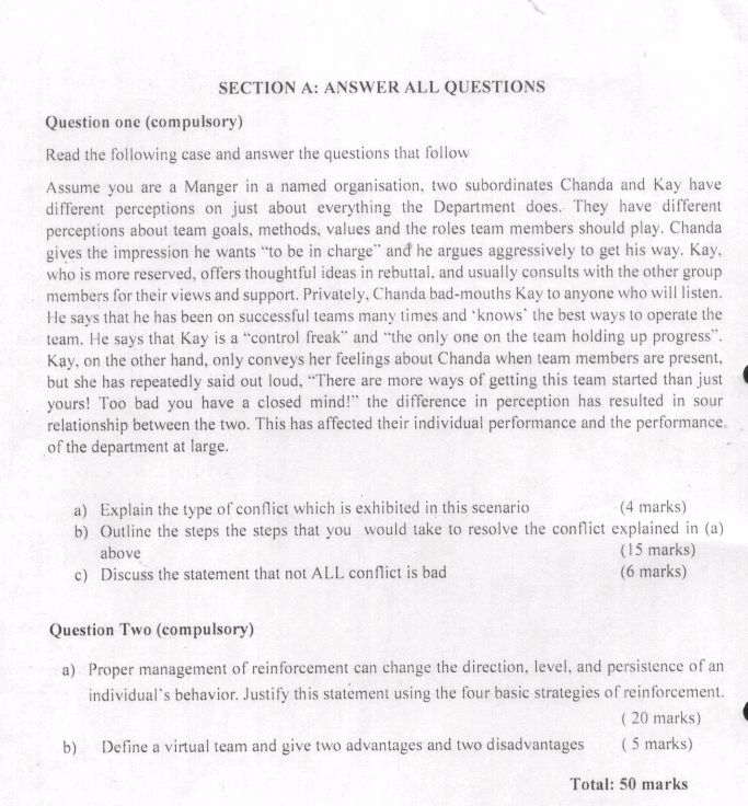 SECTION A: ANSWER ALL QUESTIONS Question | StudyX