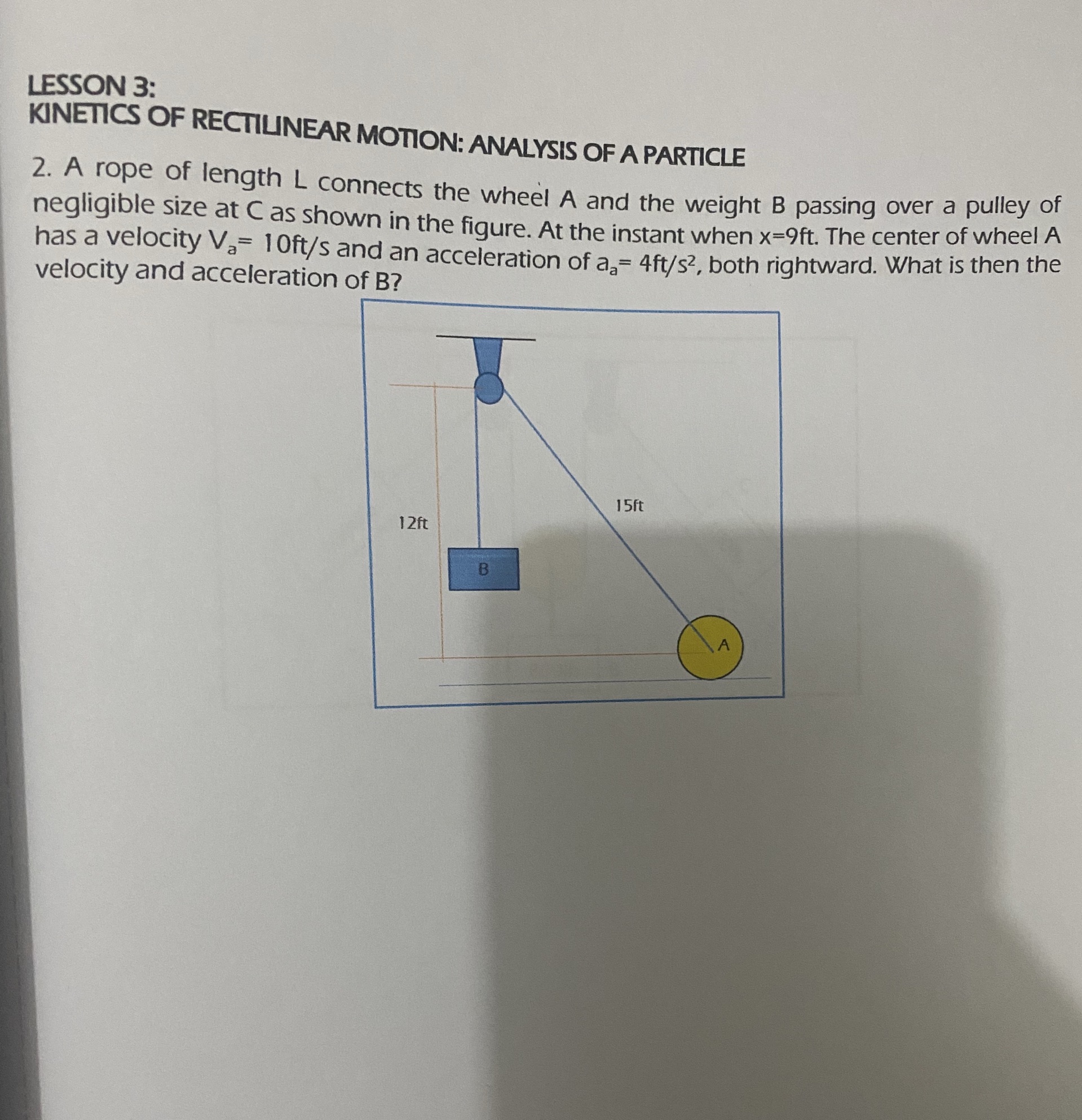 A rope of length L connects the wheel A and | StudyX