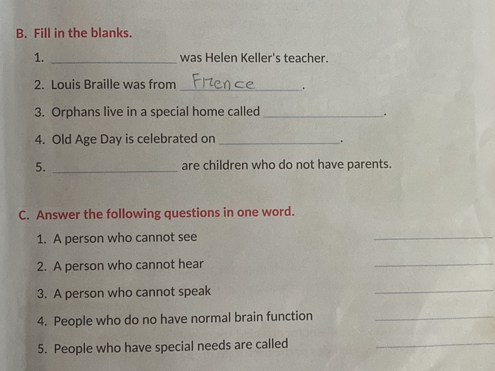 B. Fill in the blanks. 1. $$ was Helen | StudyX