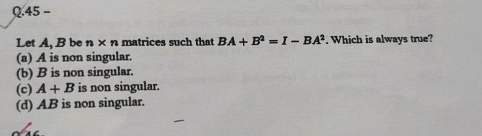 Let $A, B$ be $n n$ matrices such that $BA | StudyX